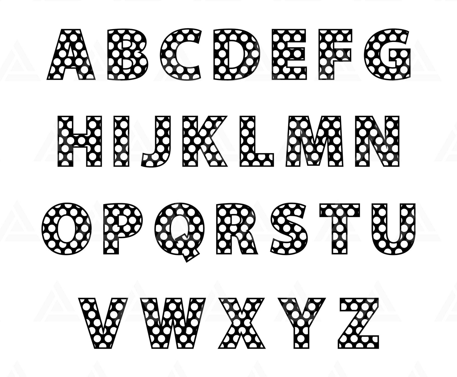 Polka Dot Alphabet Svg Polka Dot Uppercase Letters Polka Dot - Etsy
