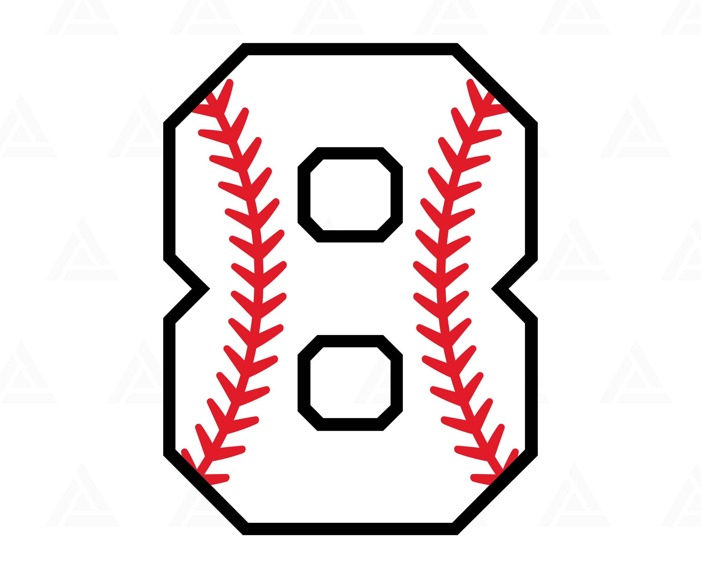 Baseball Number Eight Svg, Eighth Birthday Svg, Baseball Eight Png ...