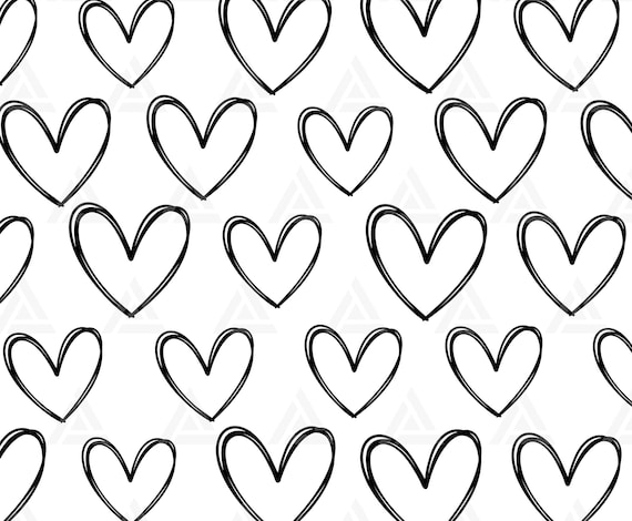 Hand Drawn Heart Pattern Svg Sketch Heart Pattern Svg Doodle - Etsy