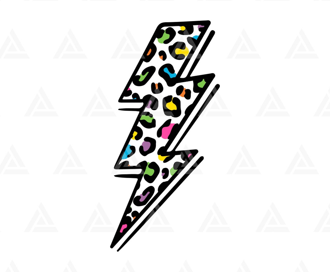 Leopard Lightning Bolt Svg, Doodle Leopard Thunder Svg, Cheetah Print ...