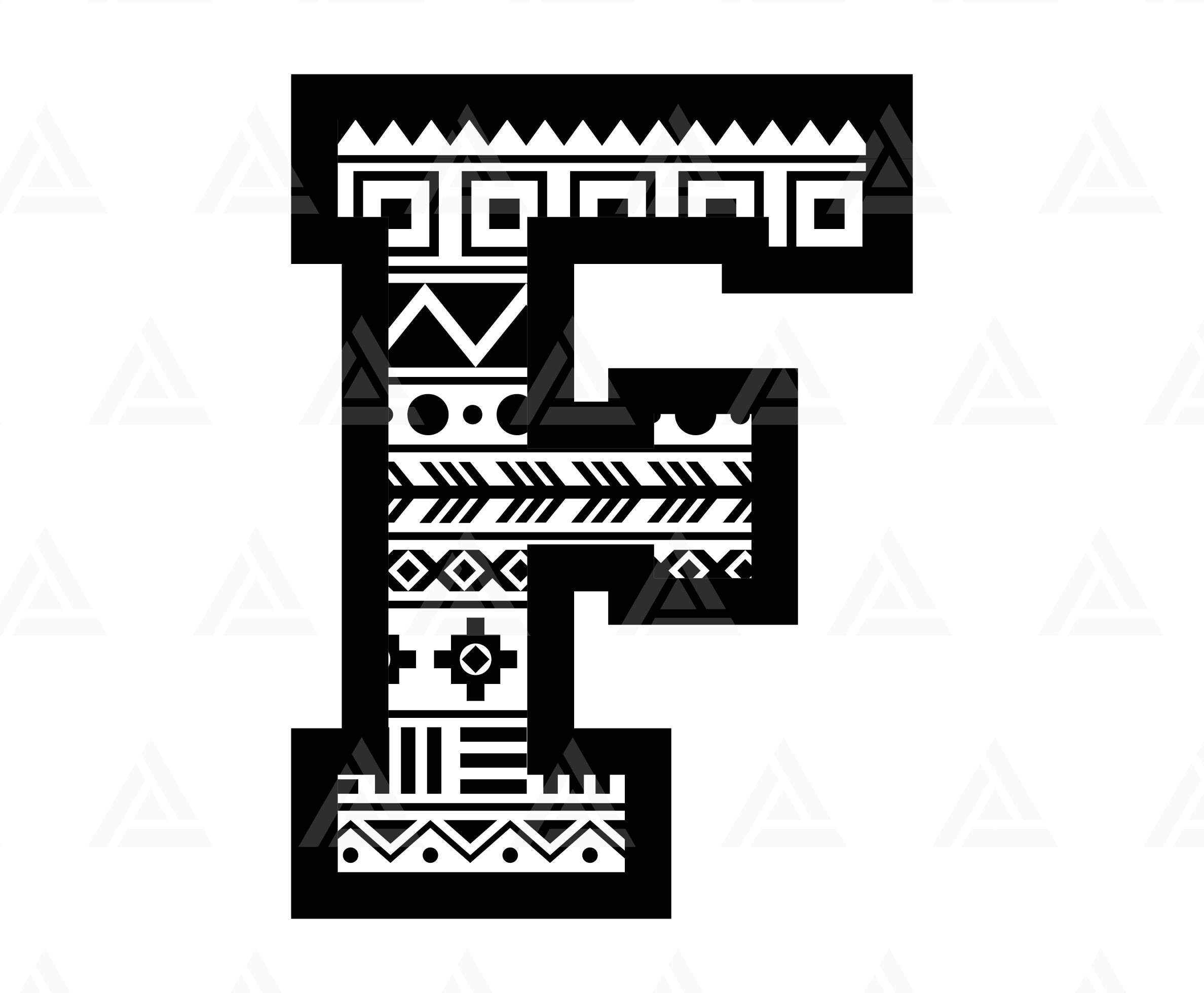 Paper, Party & Kids Tribal Aztec Alphabet Aztec Font Letter Monogram ...