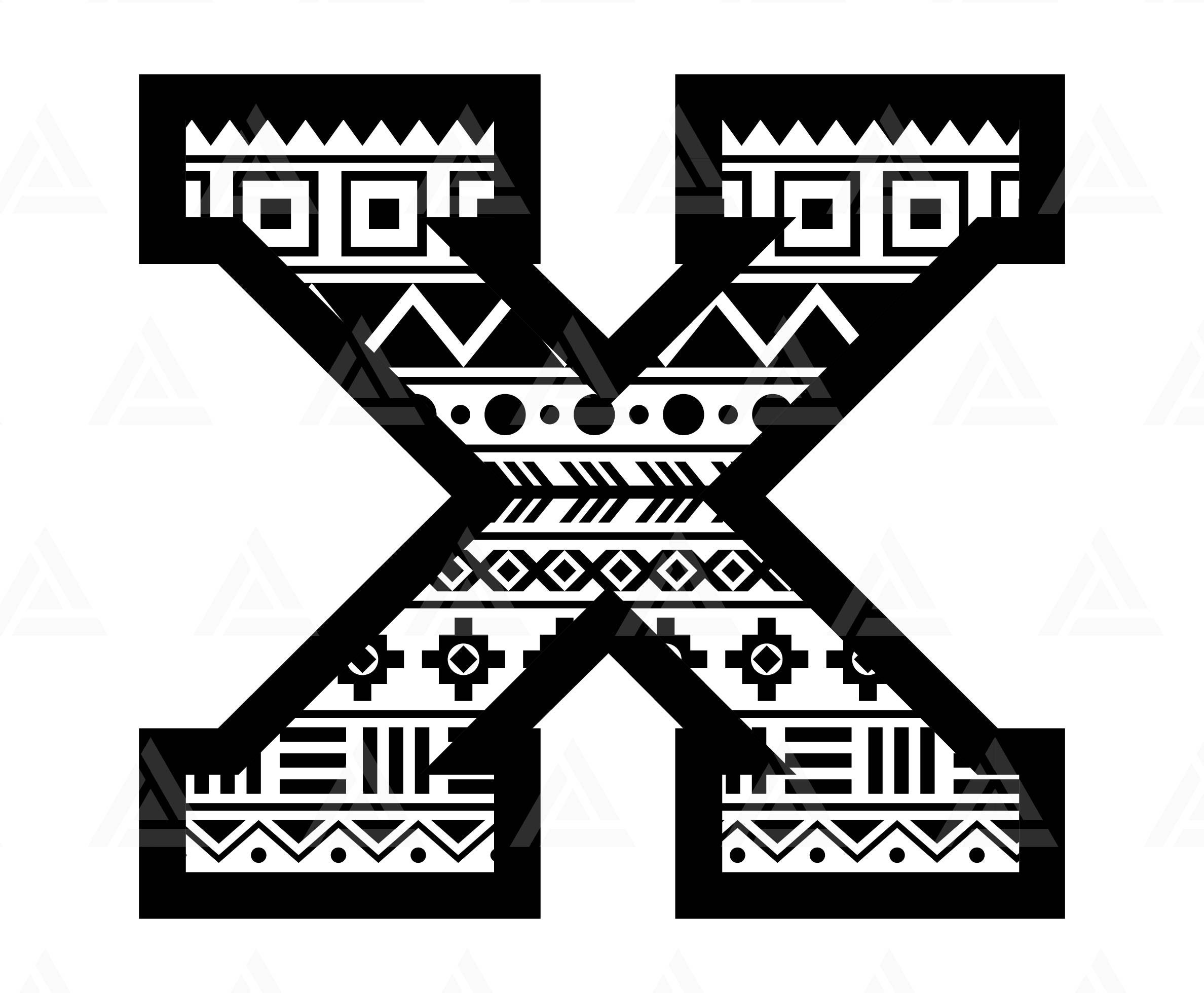 Tribal X Letter Svg Aztec X Letter Svg Tribal Aztec | Etsy