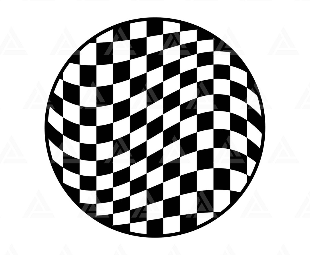 Wavy Checkered Circle Svg, Checkerboard Svg, Wrap Checkered, Retro ...