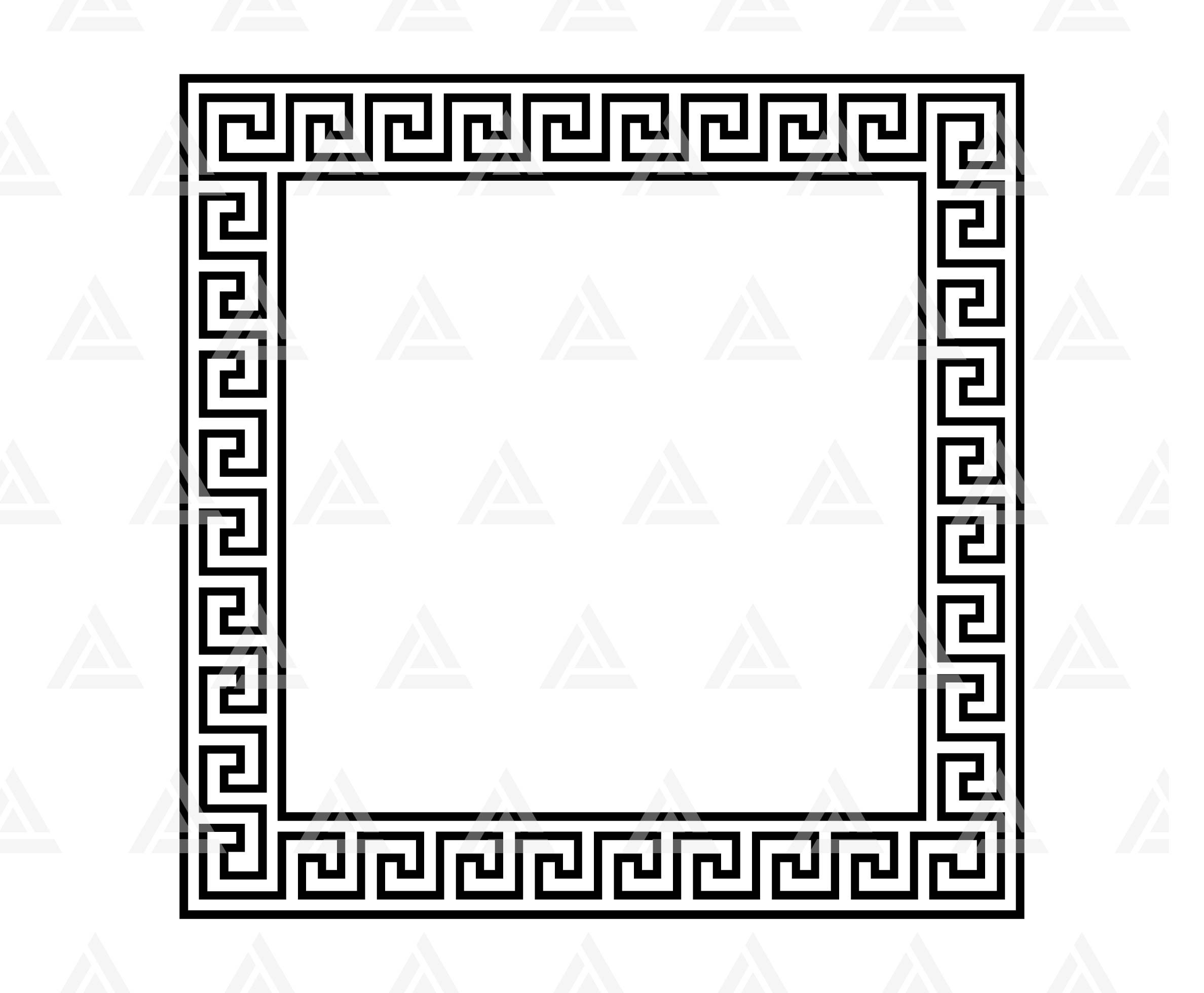 Square Greek Key Frame Svg Greek Wave Monogram Svg Greek | Etsy