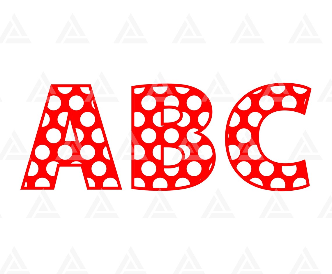 Red Polka Dot Alphabet Svg Polka Dot Uppercase Letters Polka | Etsy