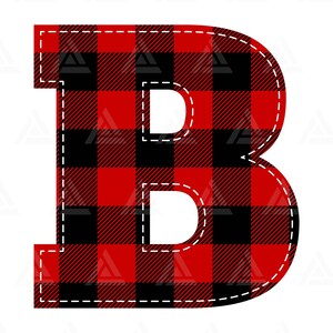 Christmas Letter B Svg Stitched Buffalo Plaid Letter B Png - Etsy