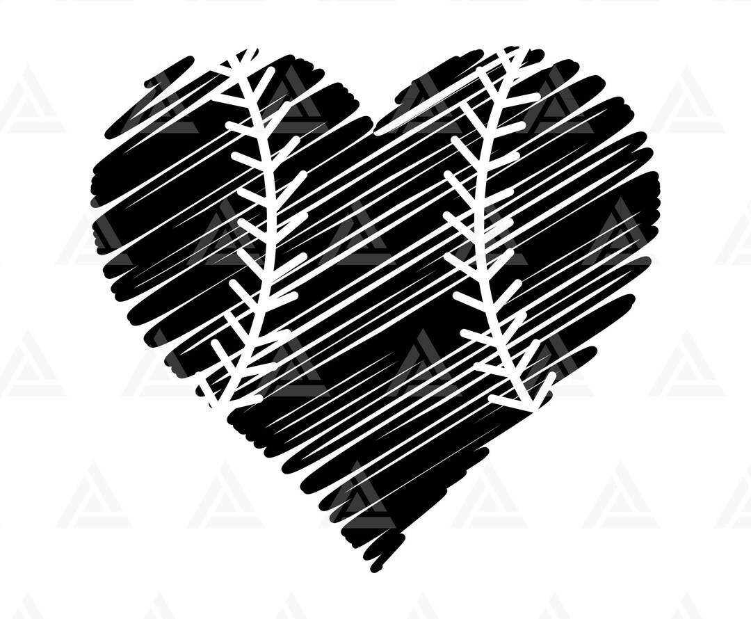 Baseball Heart Svg, Distressed Heart Svg, Scribble Heart, Baseball T ...