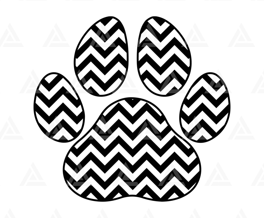 Chevron Paw Print Svg, Zigzag Pattern Svg, Animal Print Svg, Dog Paw ...