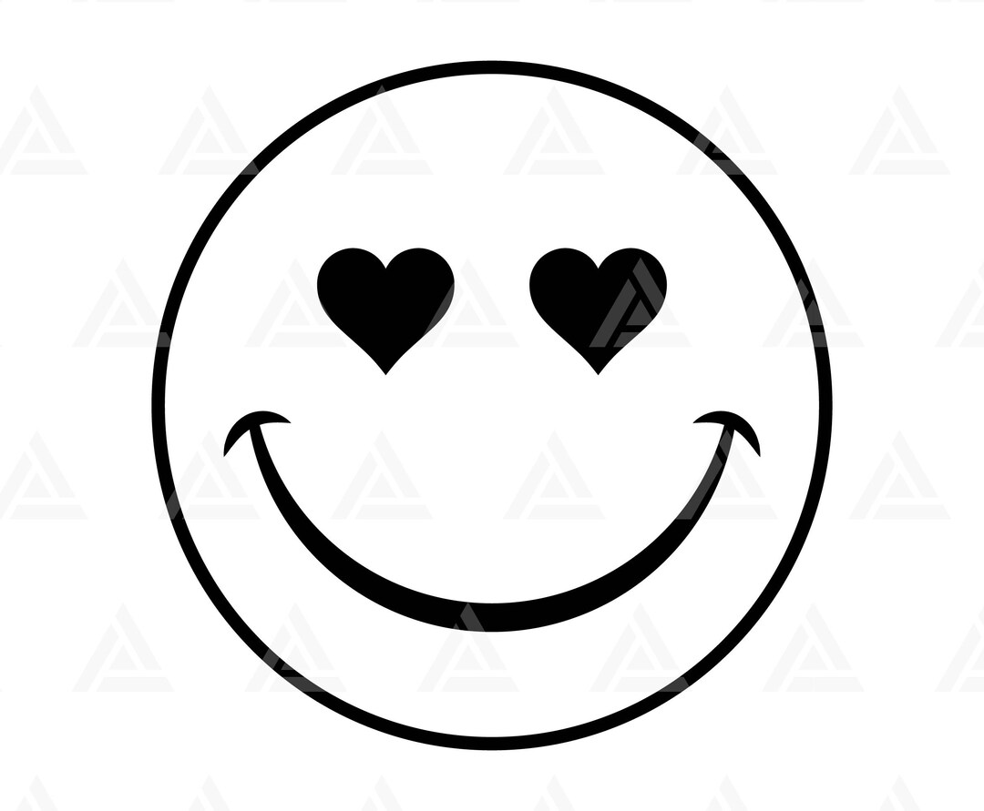 Happy Face Svg, Heart Eyes Svg, Retro Happy Face PNG, Positive, Good ...