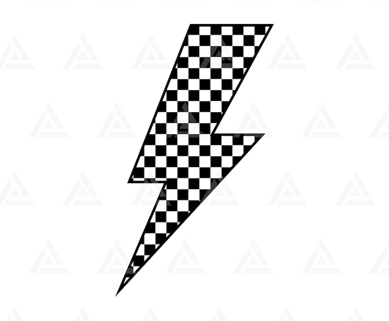 Checkered Lightning Bolt Svg Checkered Thunder Svg - Etsy