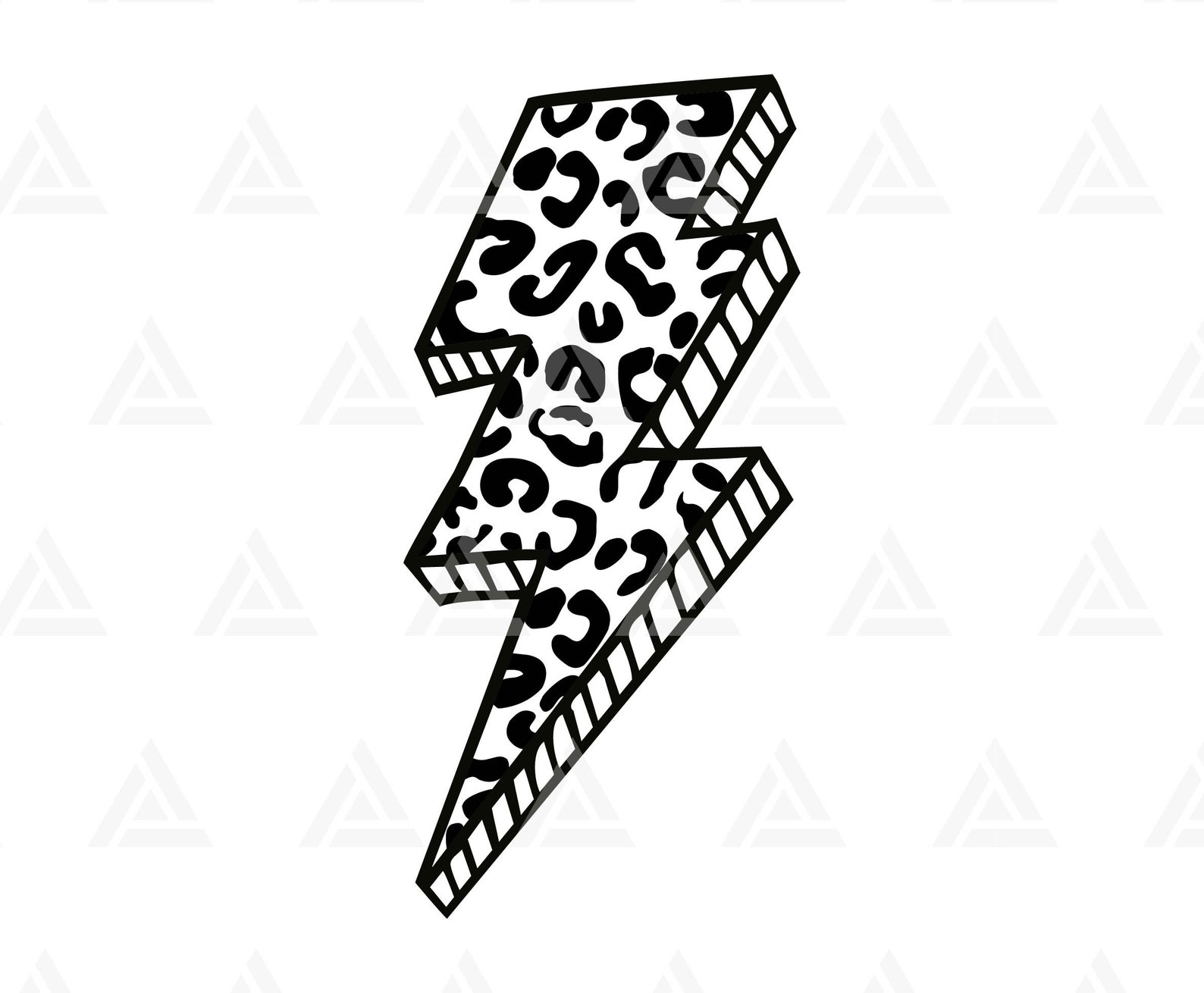 Leopard Lightning Bolt Svg, Doodle Leopard Thunder Svg, Cheetah Print ...