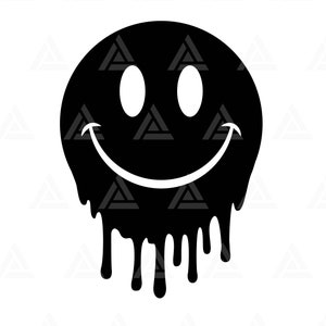 Melted Happy Face Svg, Dripping Happy Face, Retro Melting Happy Face ...