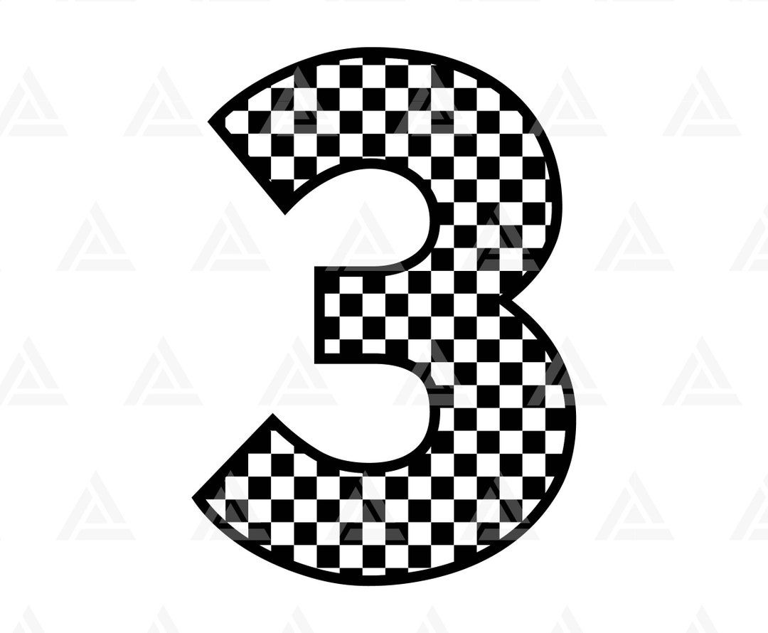 Checkered Number Three Svg, Checkered 3 Svg, Checkerboard Svg, Checkers ...