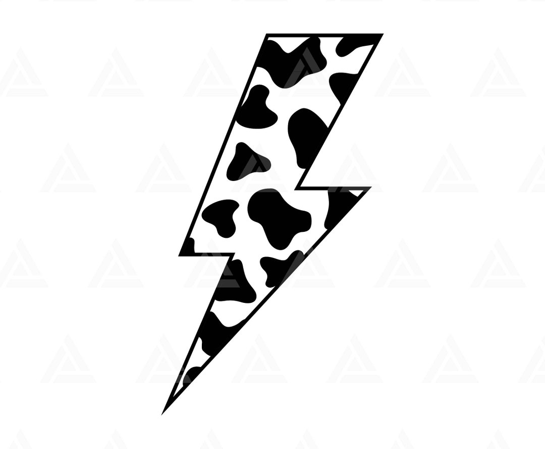 Cow Lightning Bolt Svg, Cow Print Thunder Svg, Cow Spots, Animal Print ...