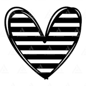 Stripes Heart Svg, Hand Drawn Heart With Stripes Svg, Seamless Lines ...