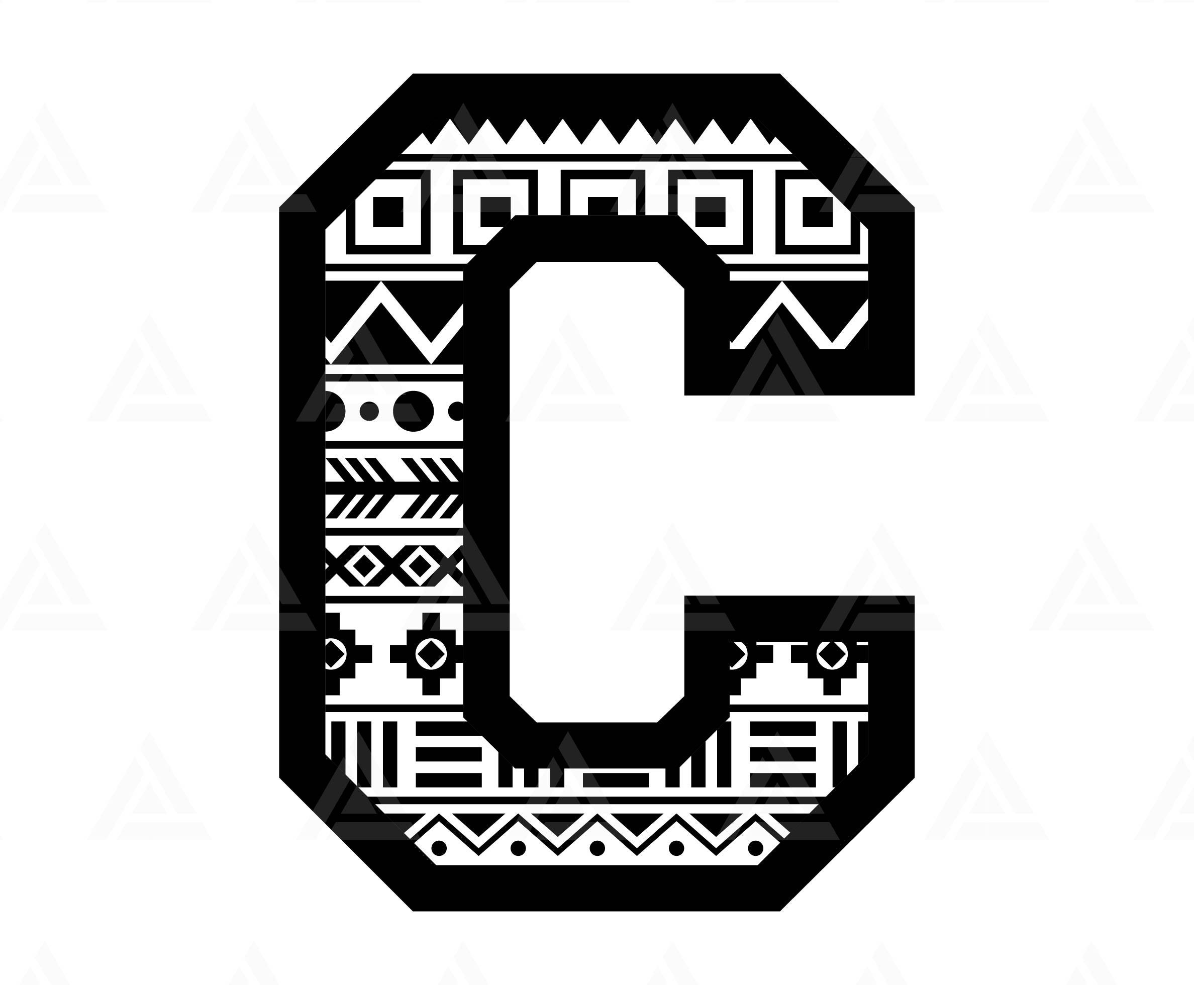 Letra C tribal svg letra C azteca svg alfabeto azteca - Etsy México