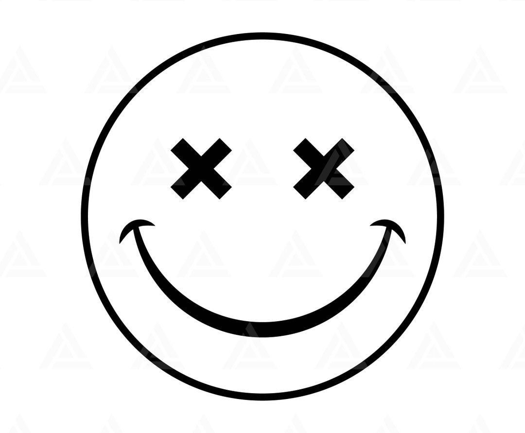 Happy Face Svg, Cross Eyes Svg, Retro Happy Face PNG, Positive, Good ...