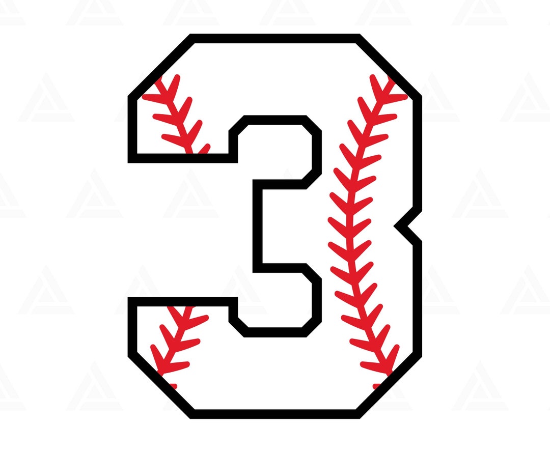 Baseball Number Three Svg, Third Birthday Svg, Baseball Three Png, Baseball Mom, Jersey Number ...