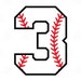 Baseball Number Three Svg, Third Birthday Svg, Baseball Three Png ...