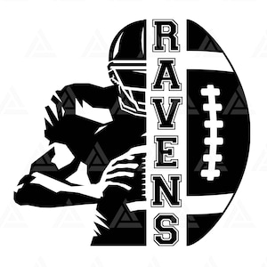 Ravens Svg, Half Football Player Svg, Football T-shirt, Football Cheer ...