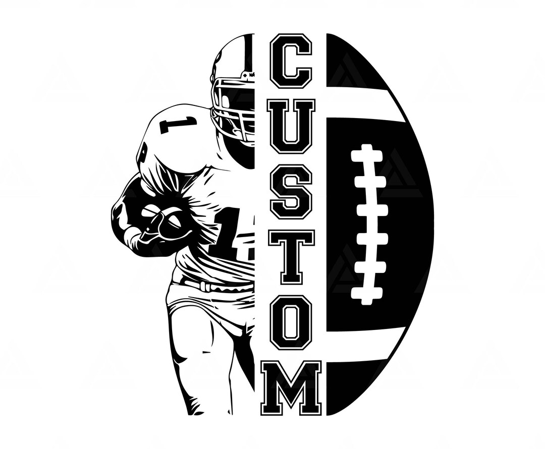 Custom Football Name Svg, Football Png, Half Football Player Name ...