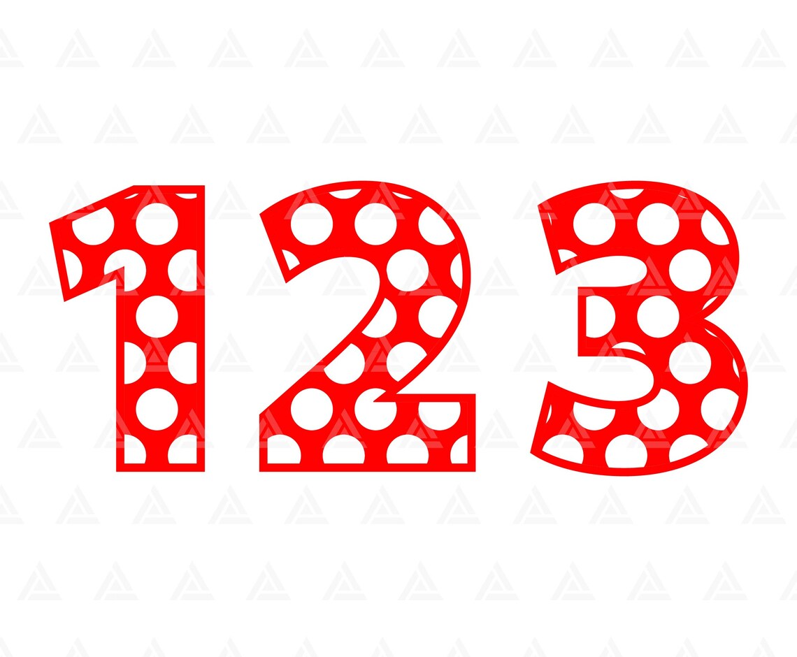 Red Polka Dot Numbers Svg Kids Polka Dot Font Polka Birthday | Etsy