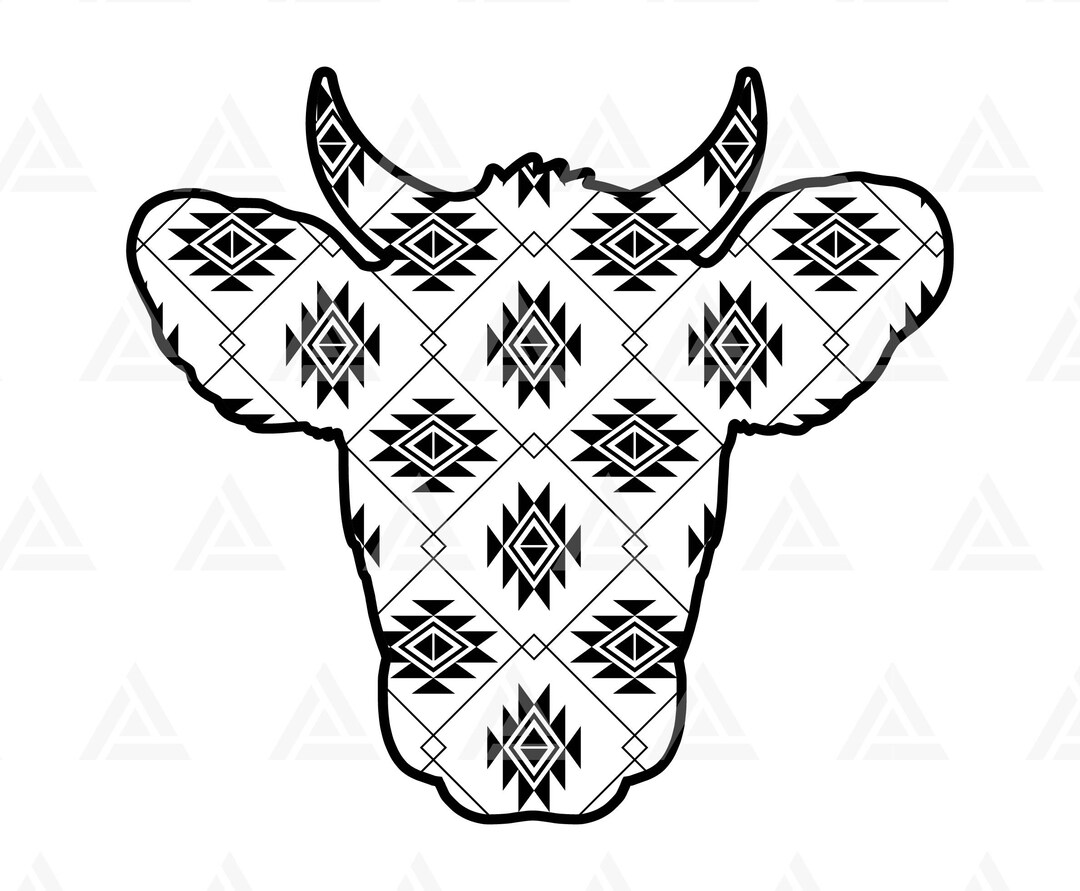 Cow Tribal Svg, Cow Aztec Svg, Cow Head Svg, Boho Ethnic, Southwest ...