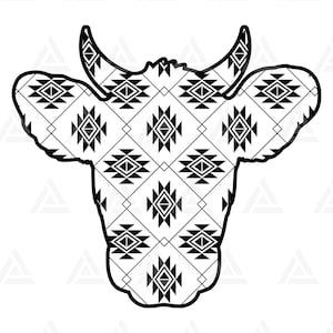 Cow Tribal Svg, Cow Aztec Svg, Cow Head Svg, Boho Ethnic, Southwest ...