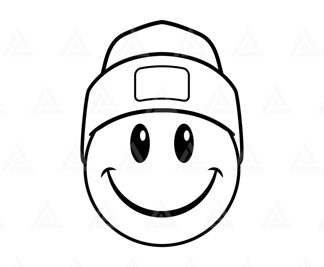 Happy Face Svg, Beanie Hat Svg, Happy Face Clipart, Retro Happy Face ...