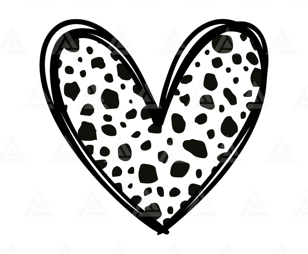 Dalmatian Heart Svg, Hand Drawn Heart Svg, Dalmatian Spots Png ...