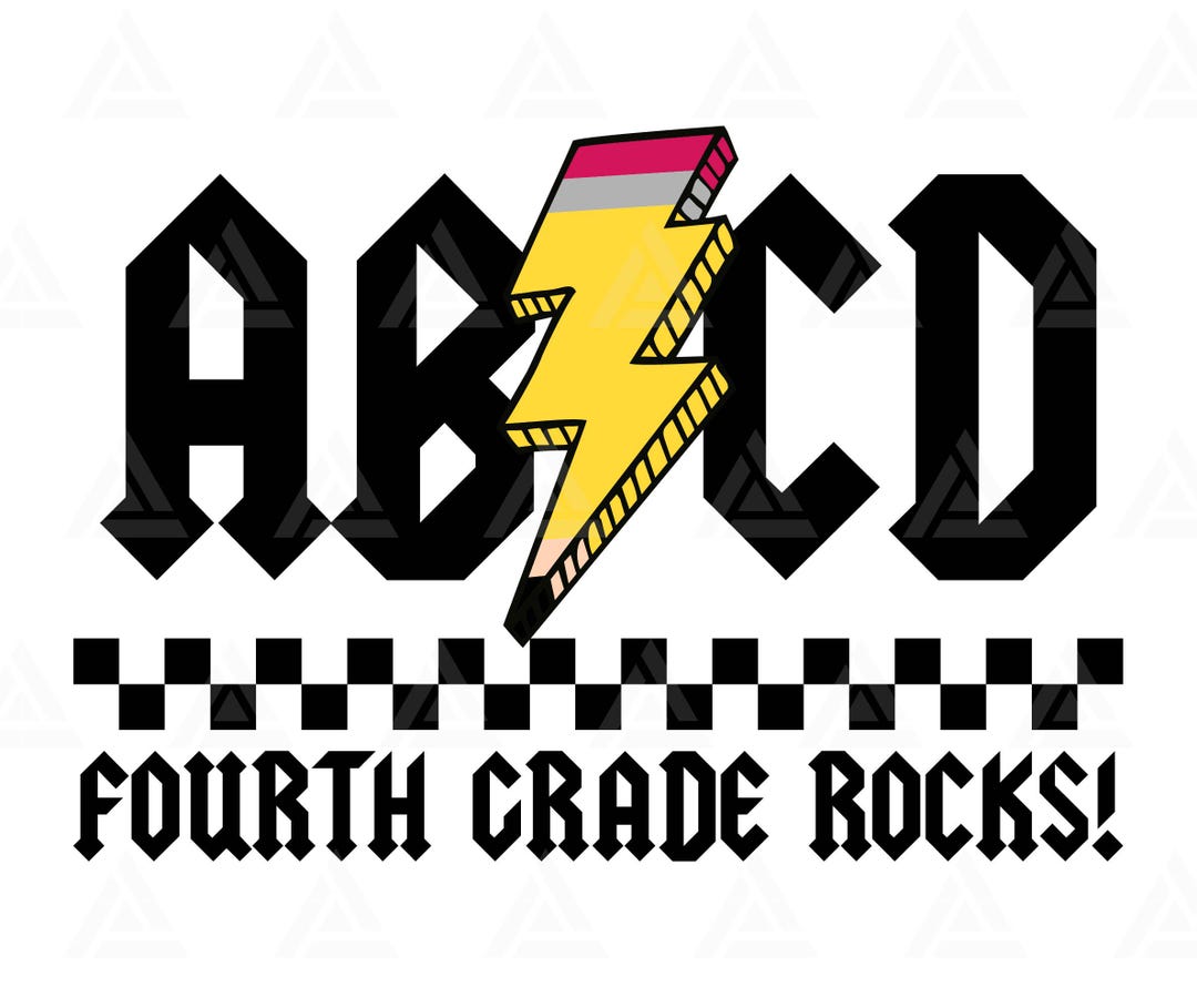 ABCD Teacher Svg, Fourth Grade Rocks Png, Pencil Lightning Bolt, Fourth ...
