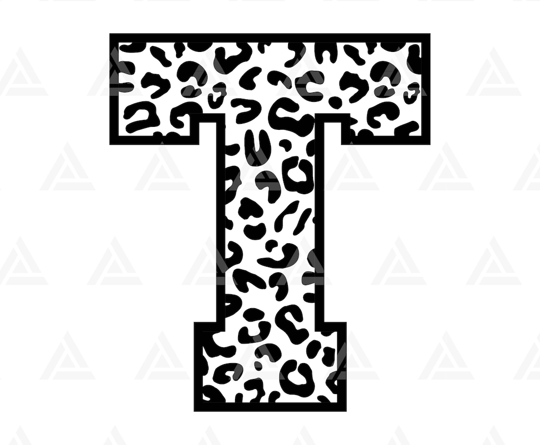 Leopard T Letter Monogram Svg, Cheetah T Letter Svg, Leopard Font ...