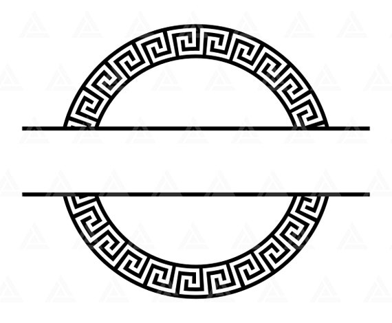 Circle Greek Key Monogram Svg Greek Wave Split Name Frame - Etsy