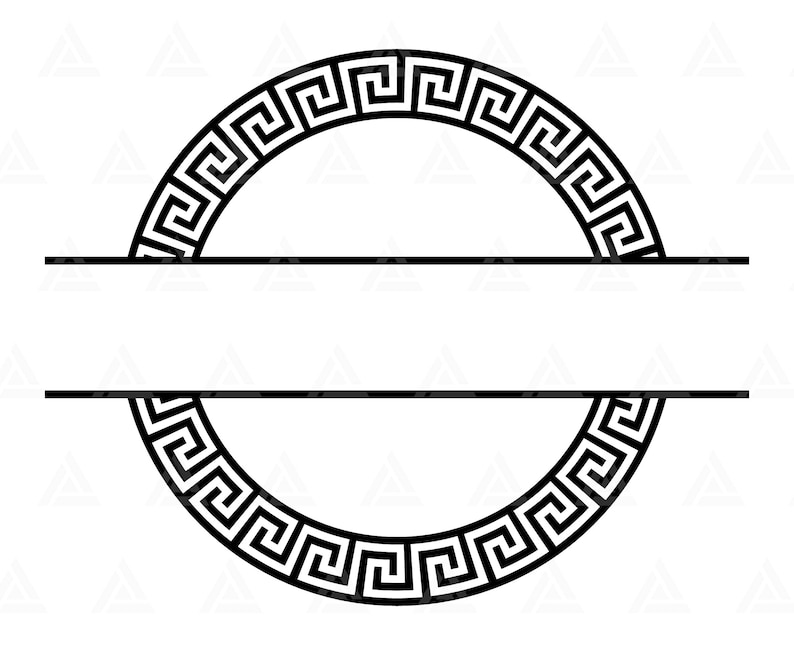 Circle Greek Key Monogram Svg, Greek Wave Split Name Frame Svg, Greek ...