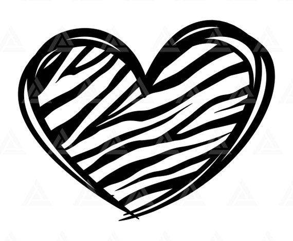 Zebra Hand Drawn Heart Svg Zebra Stripes Svg Animal Skin - Etsy