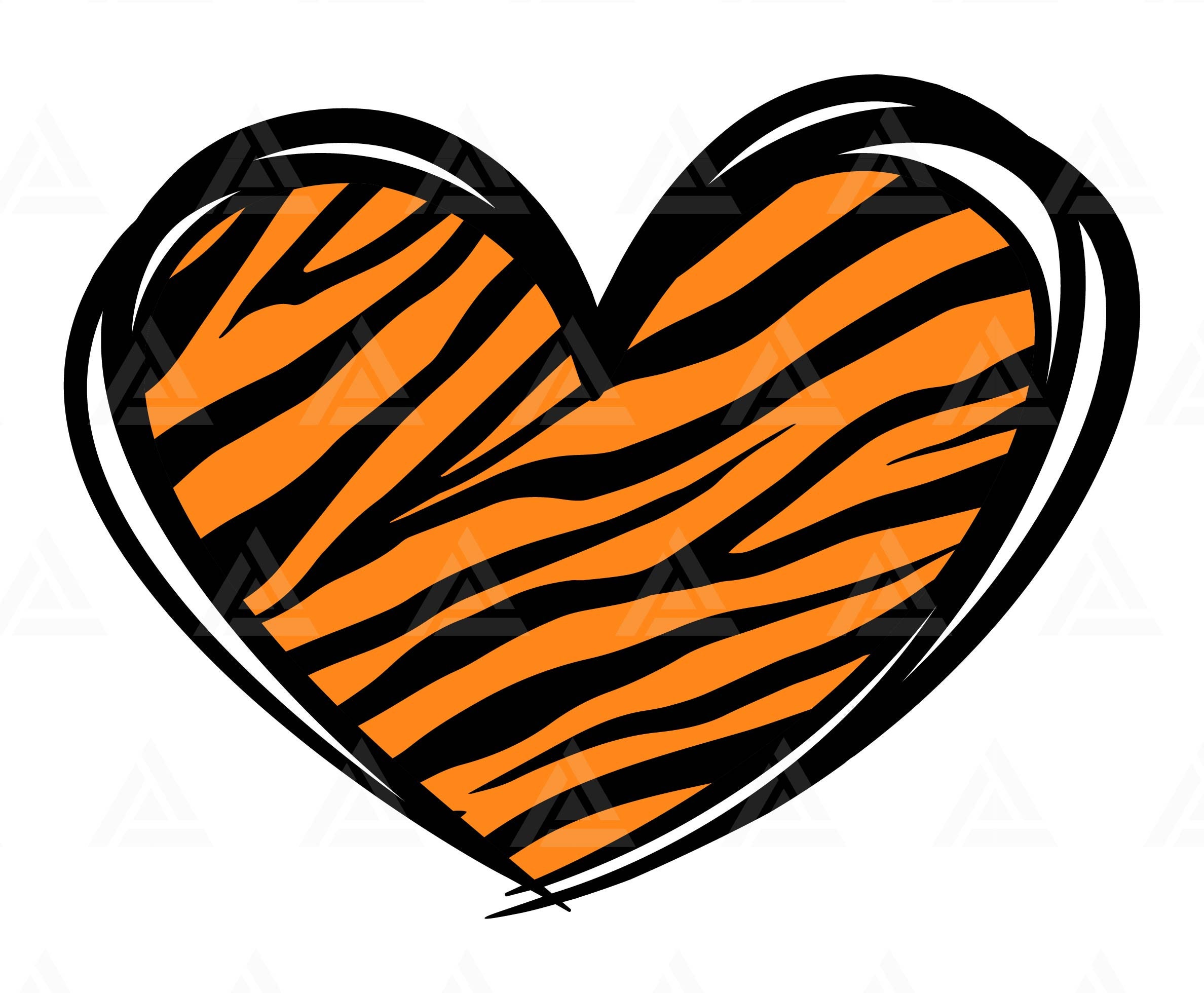 Tiger Heart Svg Hand Drawn Tiger Heart Svg Tiger Stripes - Etsy