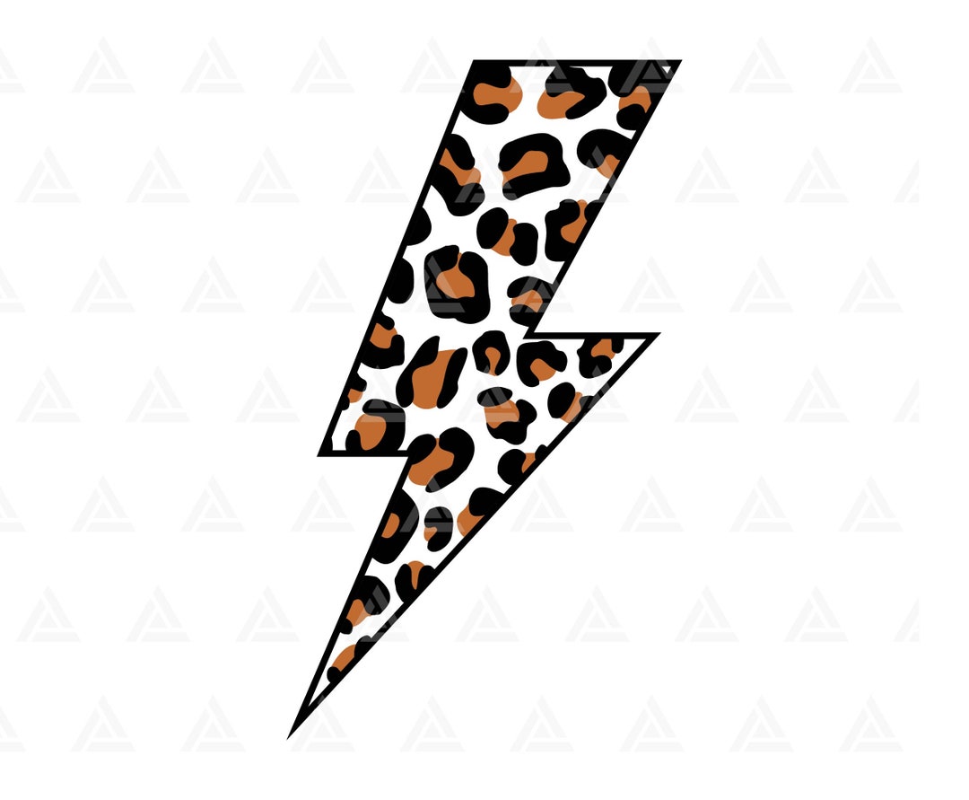 Leopard Print Lightning Bolt Svg, Leopard Thunder Svg, Cheetah ...