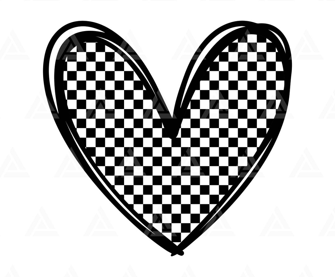 Checkered Heart Svg, Checker Pattern Svg, Doodle Heart, Checkerboard ...