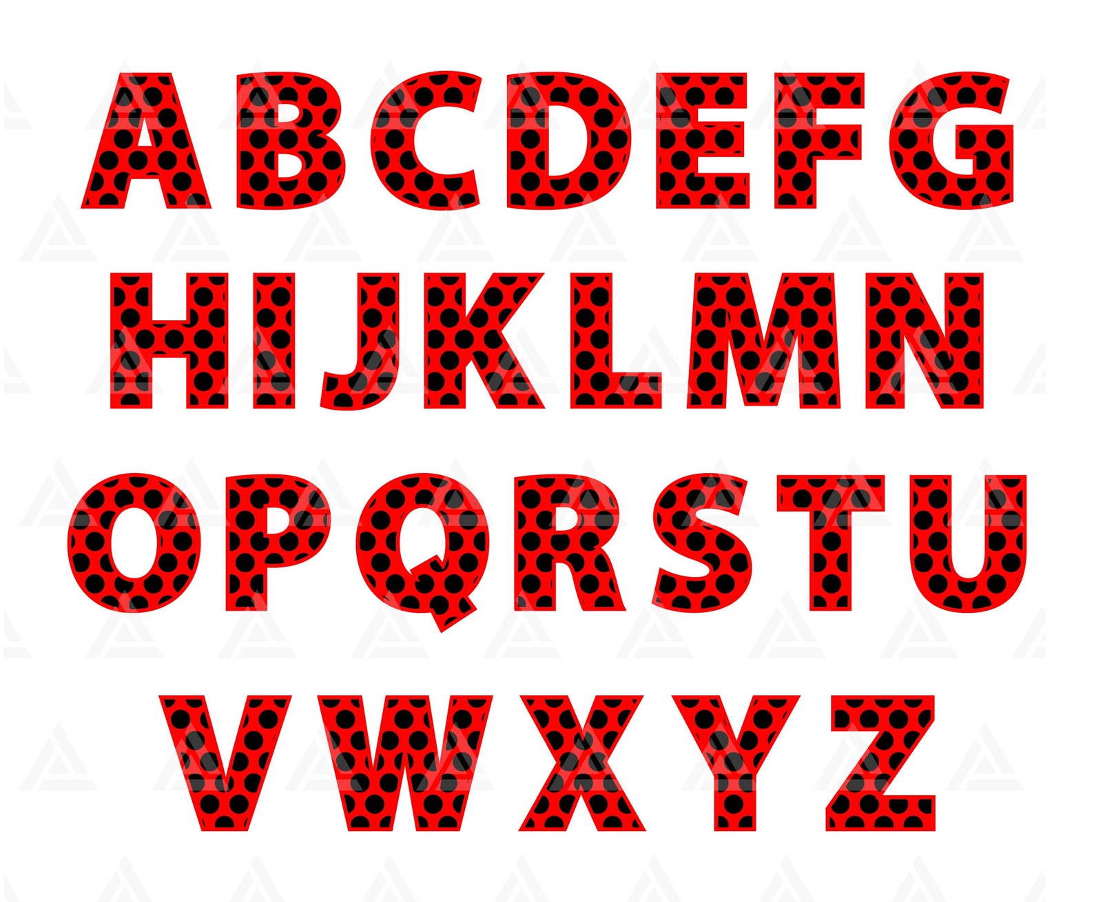 Ladybug Alphabet Svg, Polka Dot Uppercase Letters, Ladybug Font, Polka ...