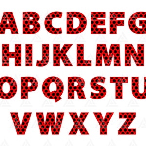 Ladybug Alphabet Svg, Polka Dot Uppercase Letters, Ladybug Font, Polka ...