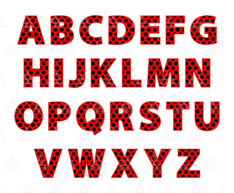 Ladybug Alphabet Svg, Polka Dot Uppercase Letters, Ladybug Font, Polka ...