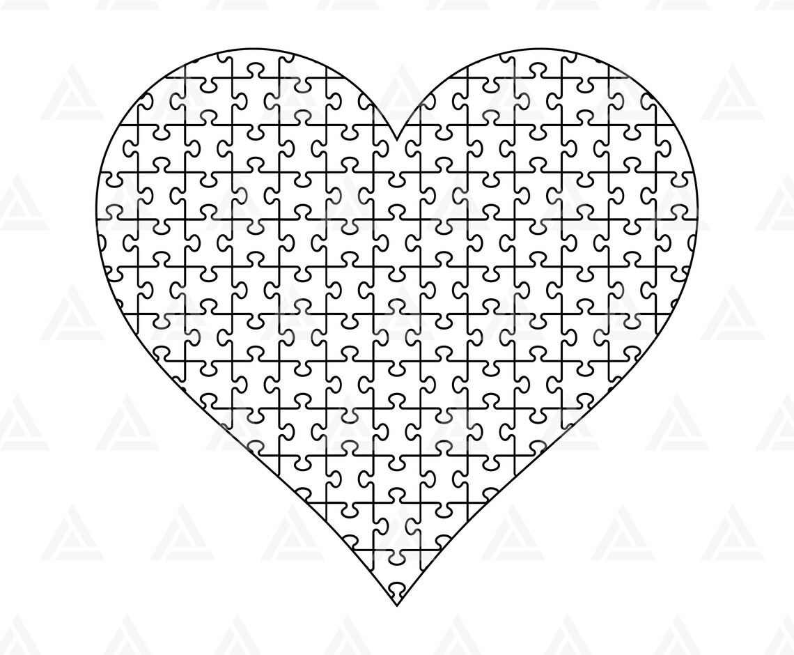 Heart Jigsaw Puzzle Svg Puzzle Pattern Svg Autism Awareness - Etsy