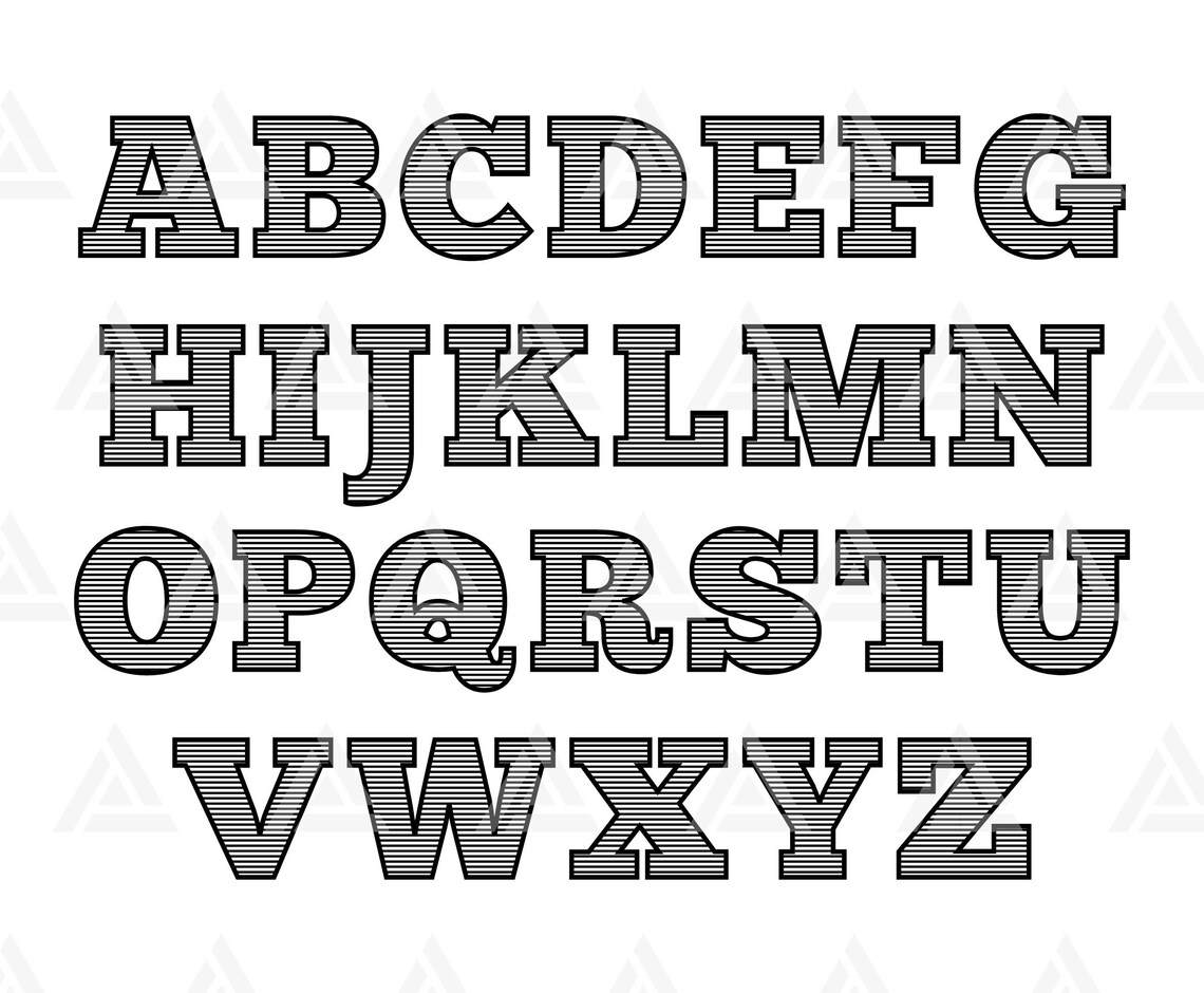 Thin Stripes Alphabet Svg, Striped Font, Uppercase Striped Letters ...