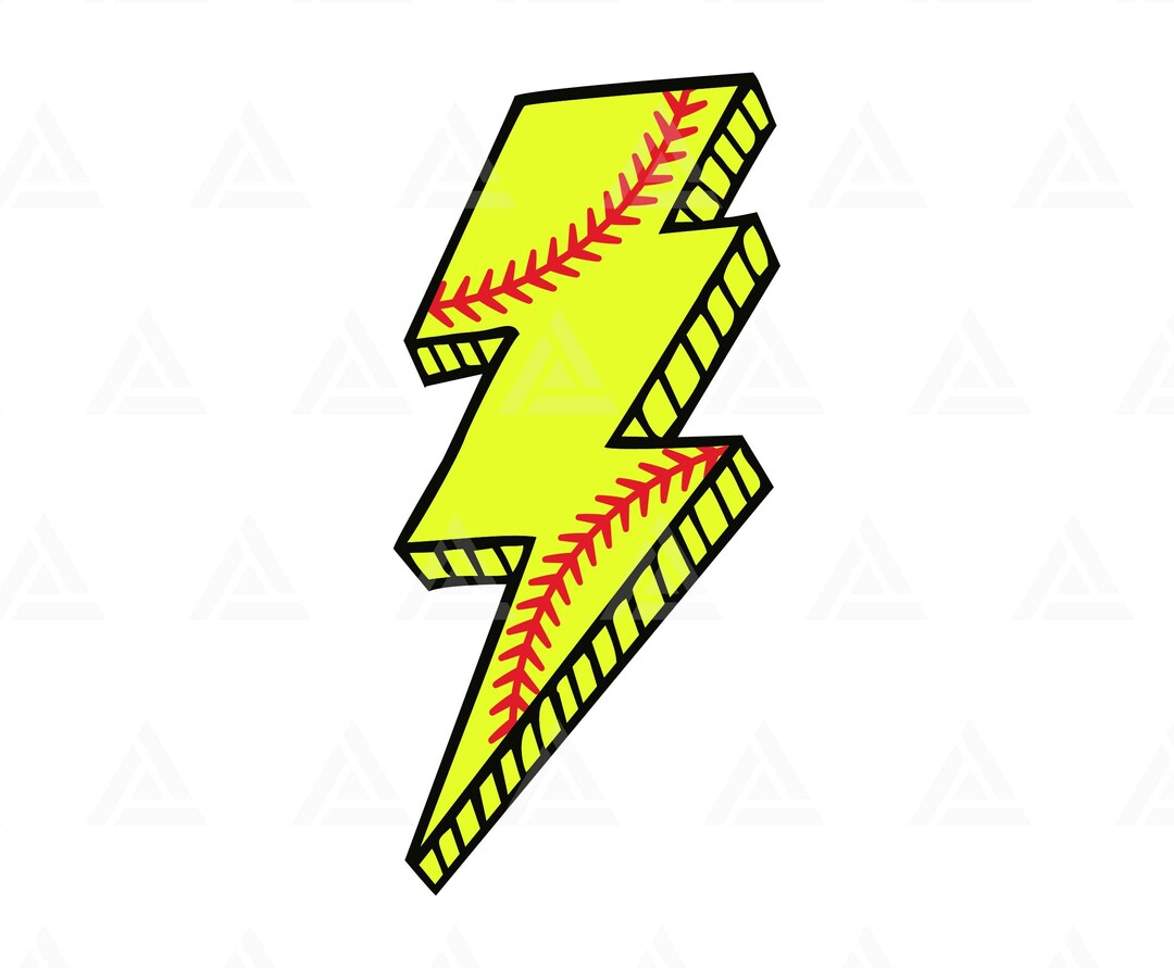Softball Lightning Bolt Svg, Softball Shirt Print, Doodle Thunder Svg ...
