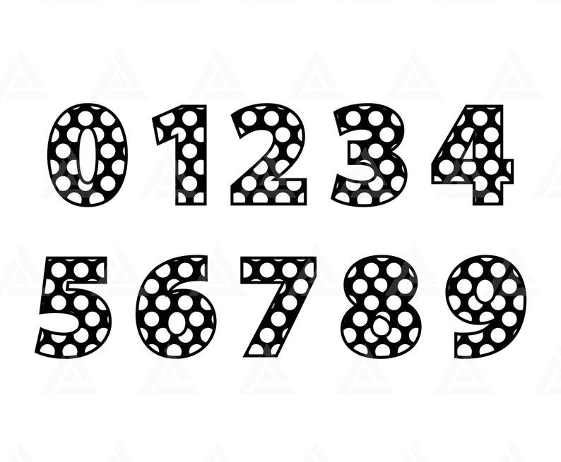 Polka Dot Numbers Svg, Kids Polka Dot Font, Polka Birthday Numbers Svg ...