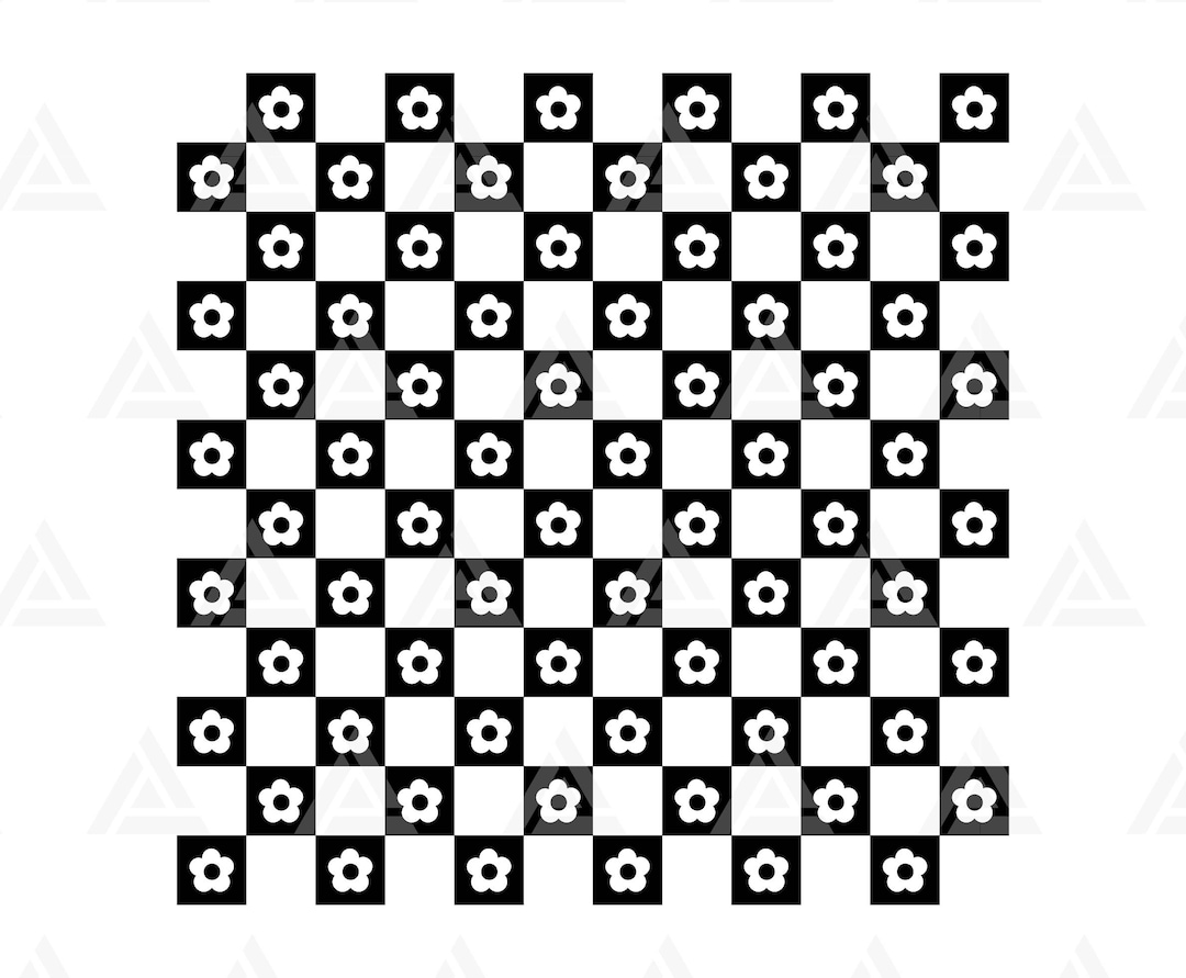Flower Checkered Pattern Svg, Floral Checkerboard Pattern Svg, Seamless ...