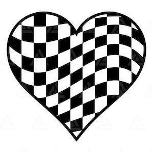 Wavy Checkered Heart Svg, Checkerboard Svg, Wrap Checkered, Retro ...