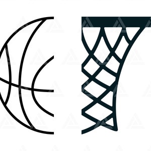 Half Basketball Hoop Svg, Basketball Monogram Svg, Basketball Name ...