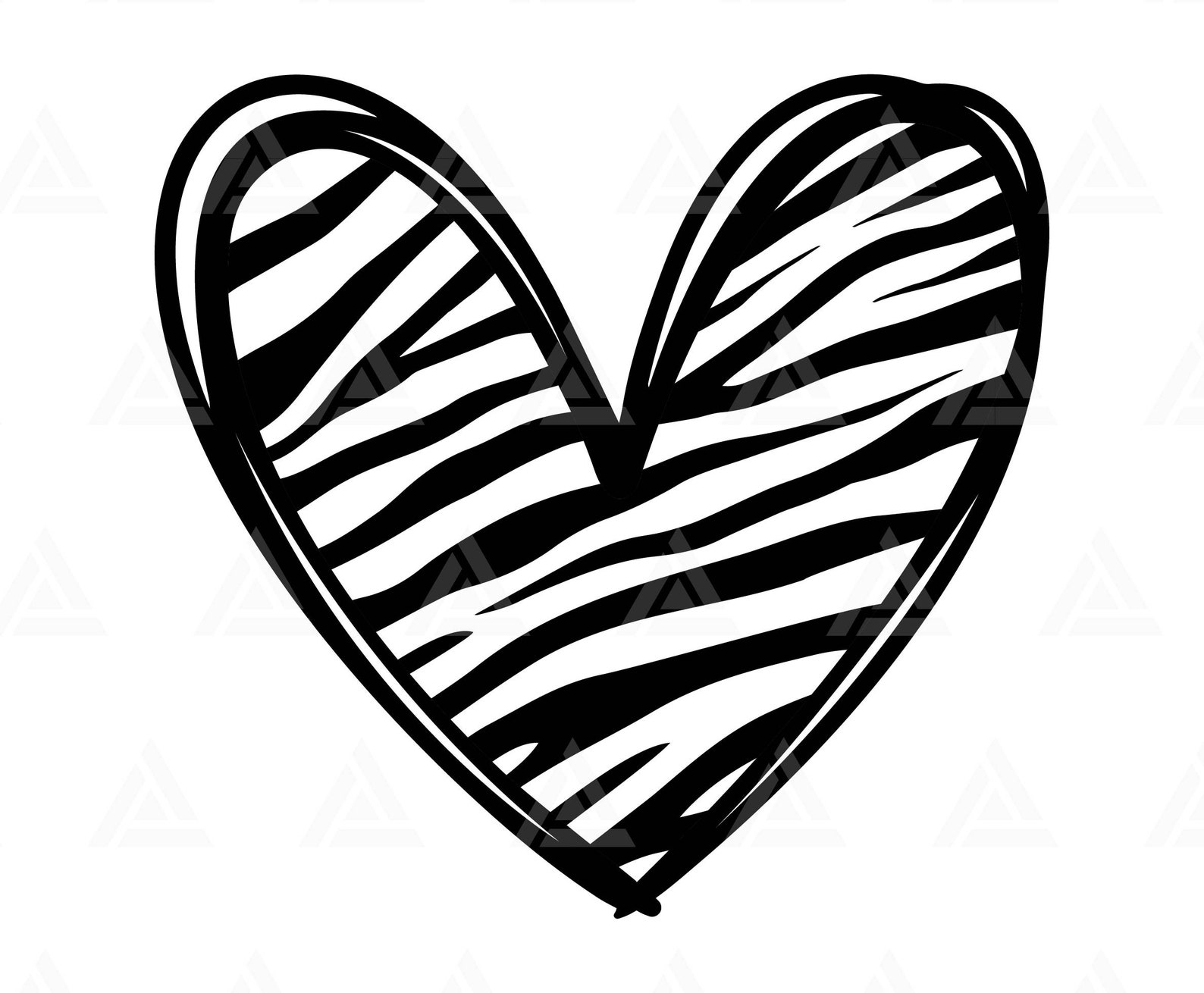 Zebra Hand Drawn Heart Svg Zebra Print Svg Zebra Stripes | Etsy
