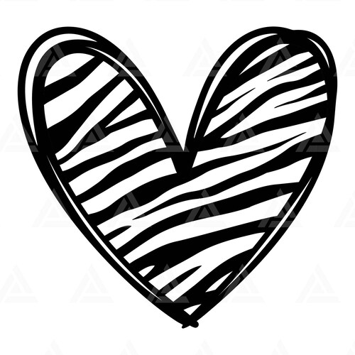 Zebra Hand Drawn Heart Svg Zebra Print Svg Zebra Stripes - Etsy